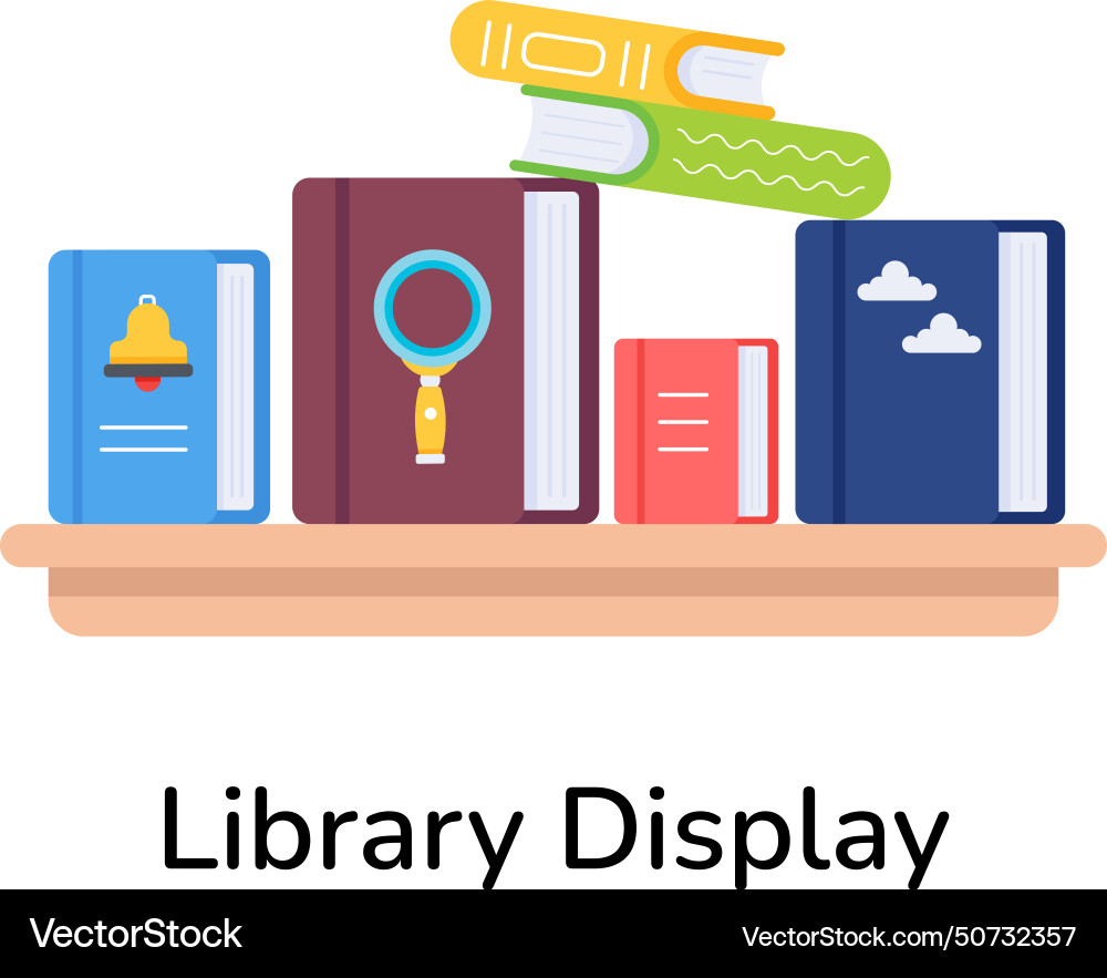 Library display Royalty Free Vector Image - VectorStock