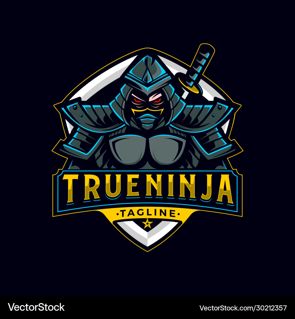 Ninja assassin mascot badge Royalty Free Vector Image