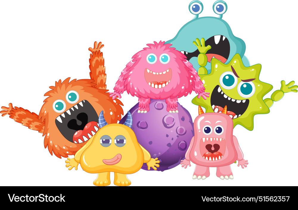 Six playful monsters with unique designs Vector Image