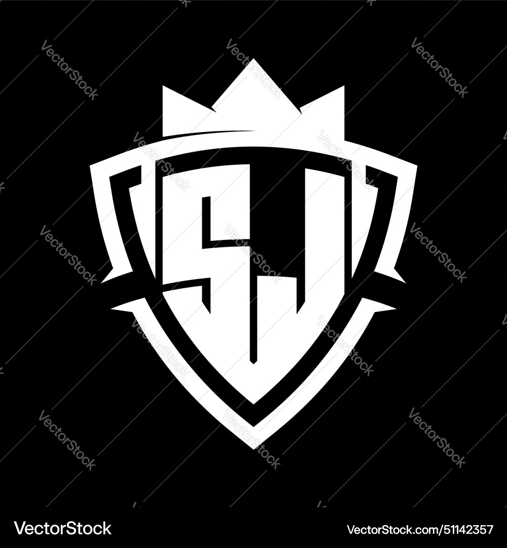Sj letter monogram with triangle curve shield Vector Image