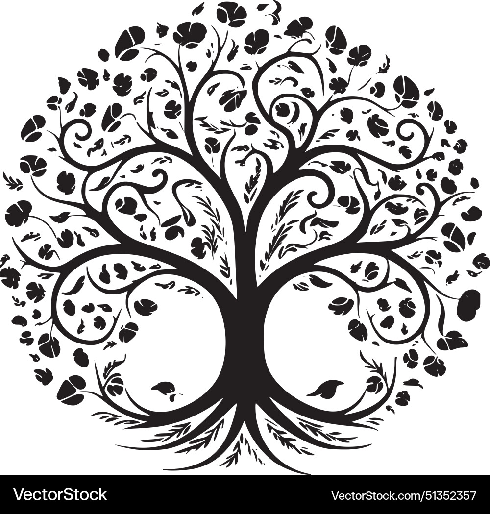 Tree - black and white Royalty Free Vector Image