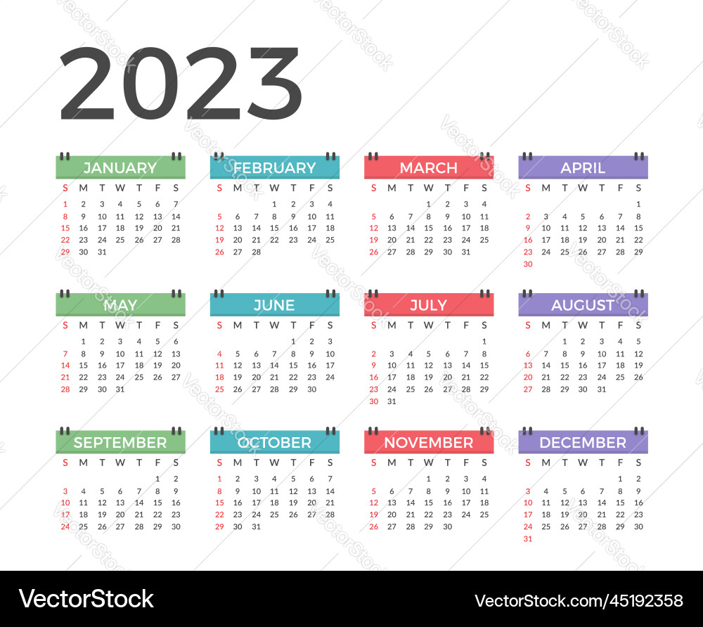 2023 calendar Royalty Free Vector Image - VectorStock