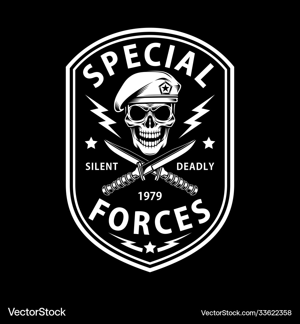 Army special forces emblem with crossed dagger Vector Image