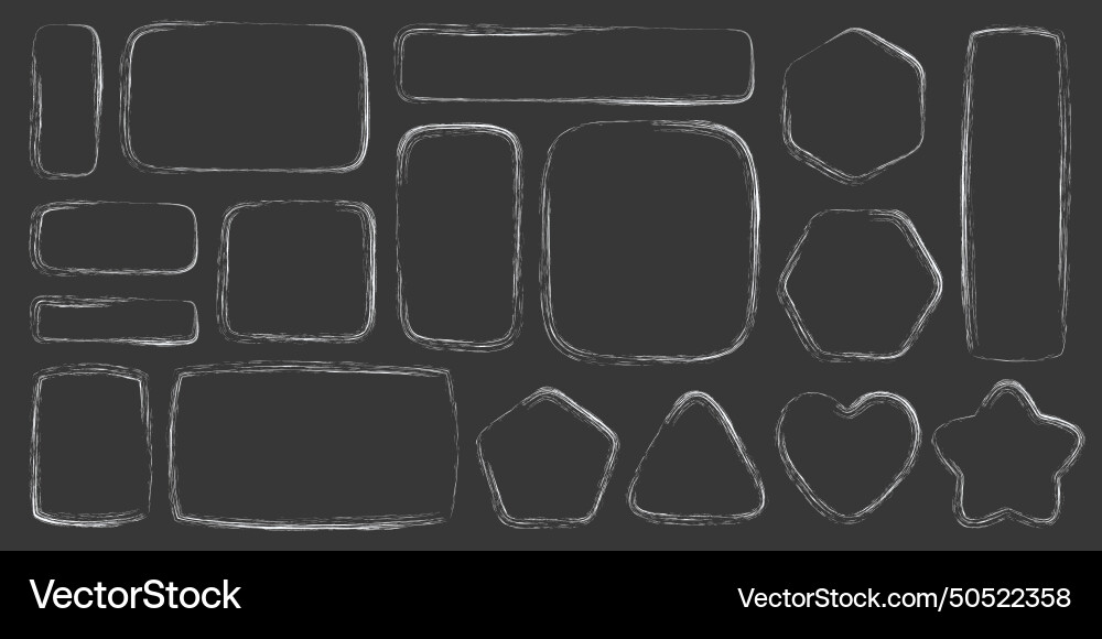 Chalk line frames geometric borders with sketch Vector Image