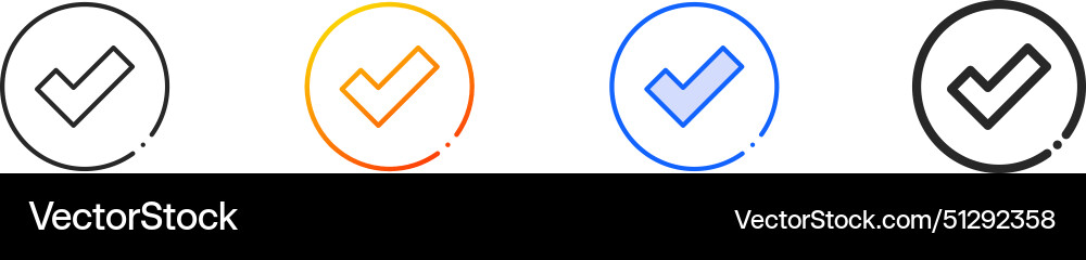 Check mark iconthin linear gradient blue stroke Vector Image