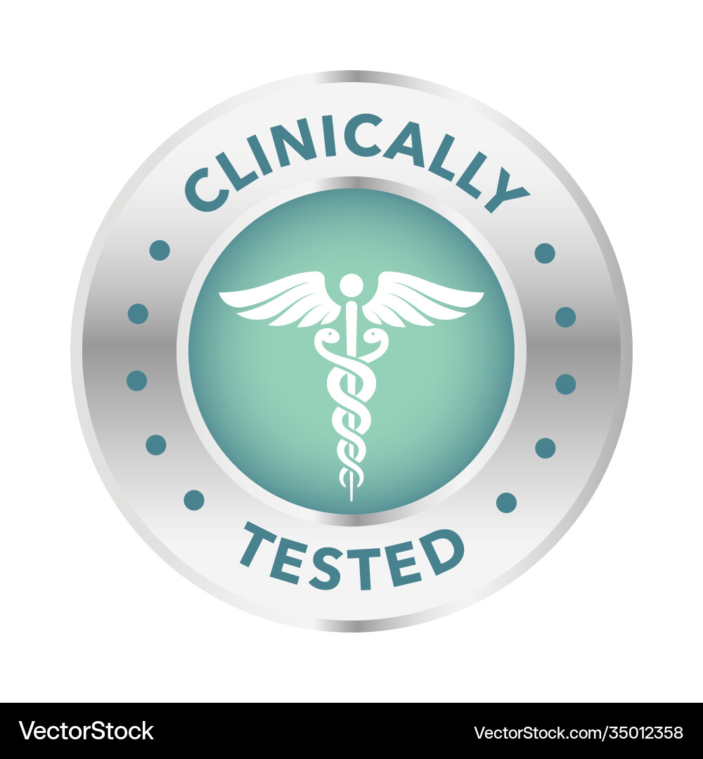 Clinically tested approved badge Royalty Free Vector Image