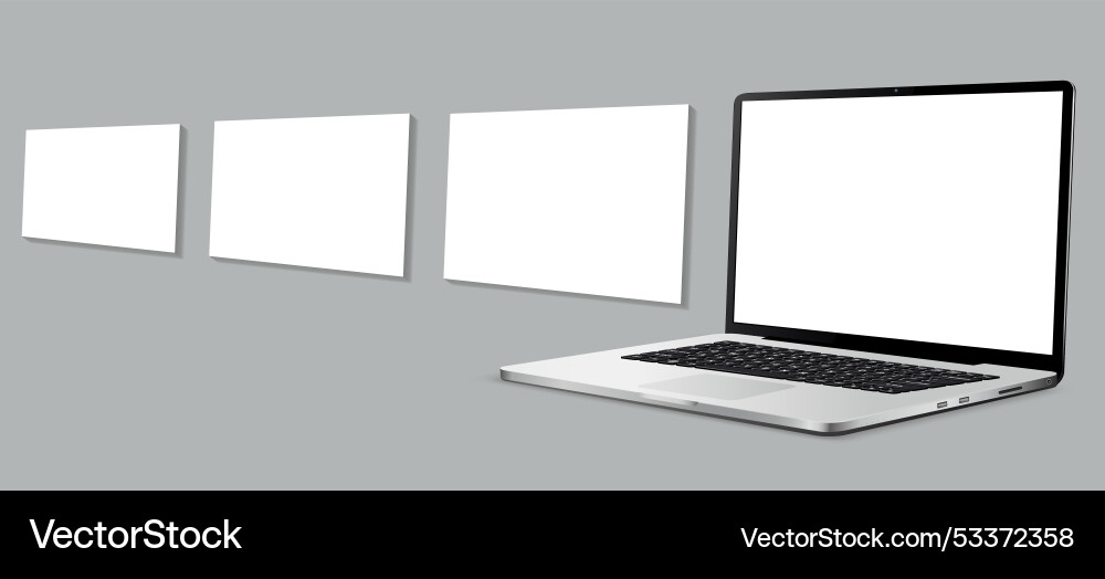 Laptop mockup with blank wireframing pages Vector Image