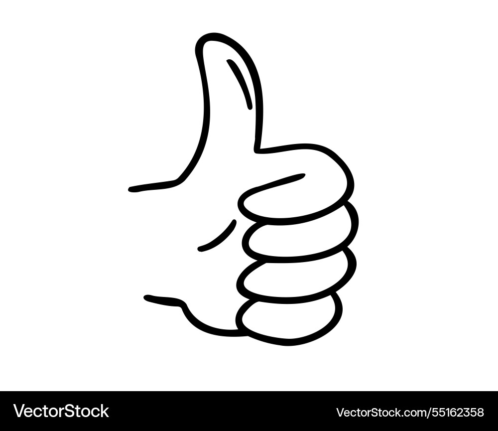 Thumb up hand gesture hand drawn doodle symbol Vector Image
