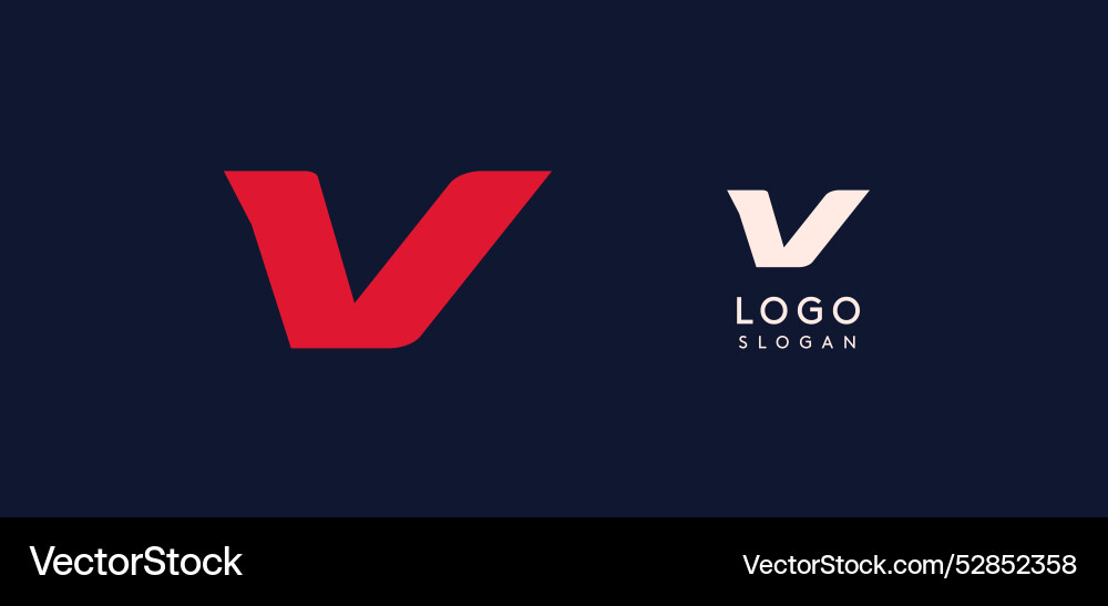 Wide bold red letter v modern dynamic logo Vector Image