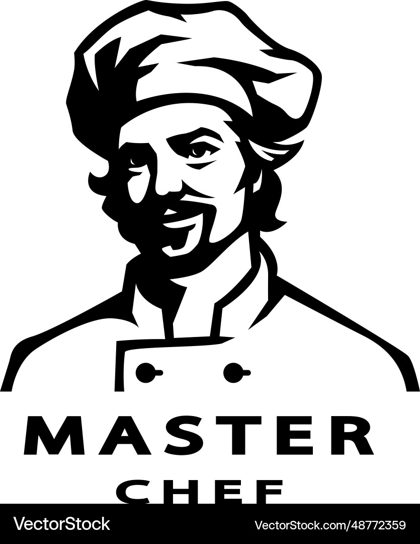 Chef in headdress logo emblem Royalty Free Vector Image