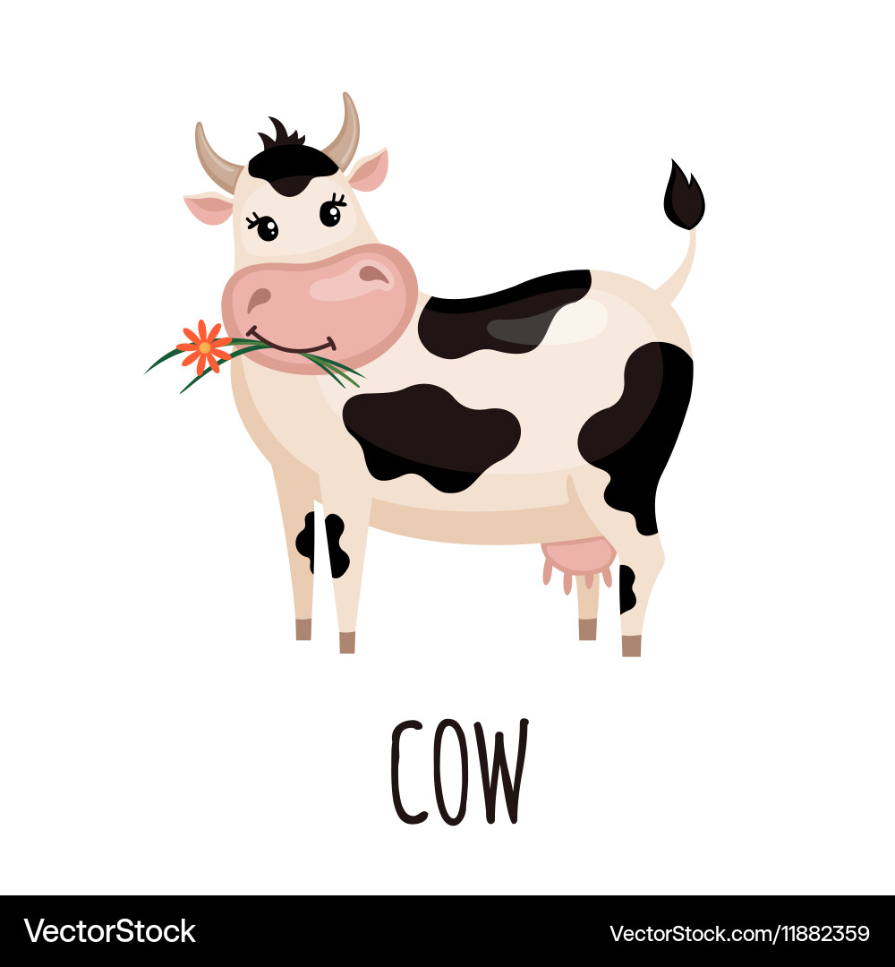 Cute cow in flat style Royalty Free Vector Image