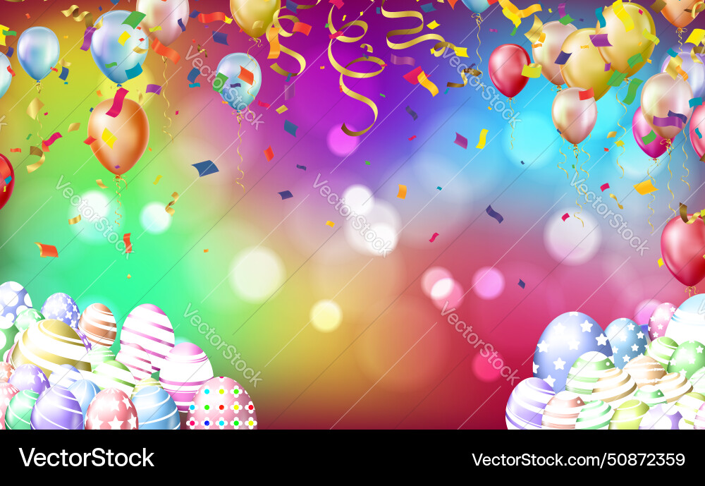 Easter background with balloons confetti Vector Image