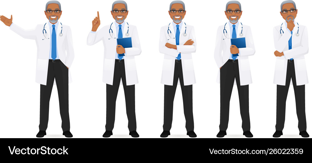 Male doctor set Royalty Free Vector Image - VectorStock
