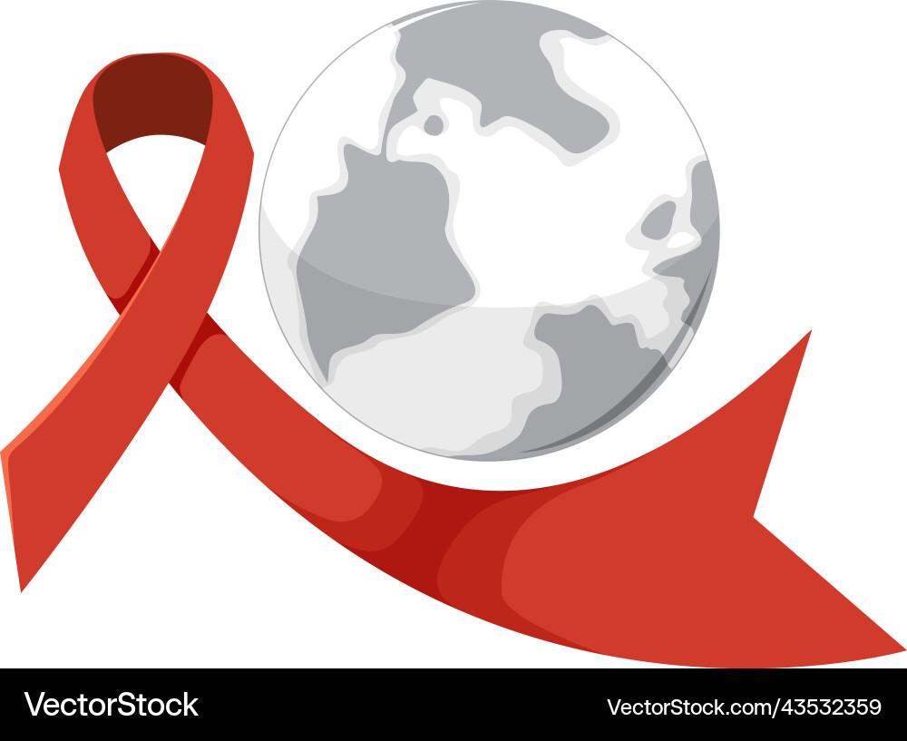 Red ribbon aids hiv symbol Royalty Free Vector Image