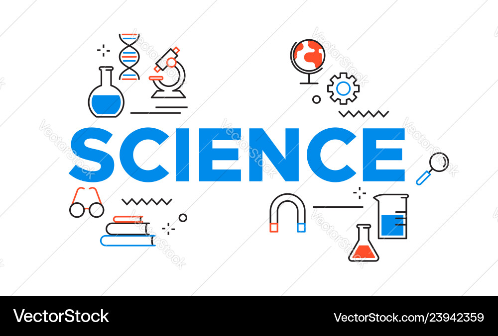 Science concept card with outline lab icons Vector Image
