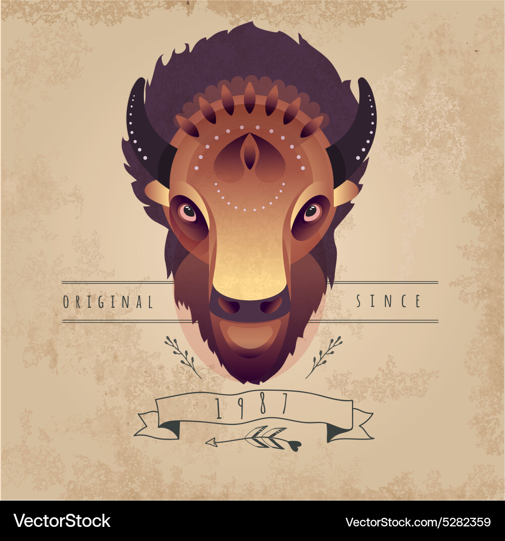 Trendy retro vintage buffalo Royalty Free Vector Image