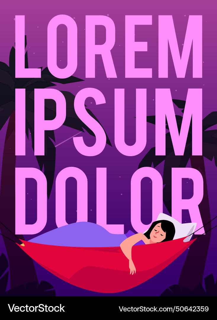 Tropical hammock relaxation poster Royalty Free Vector Image