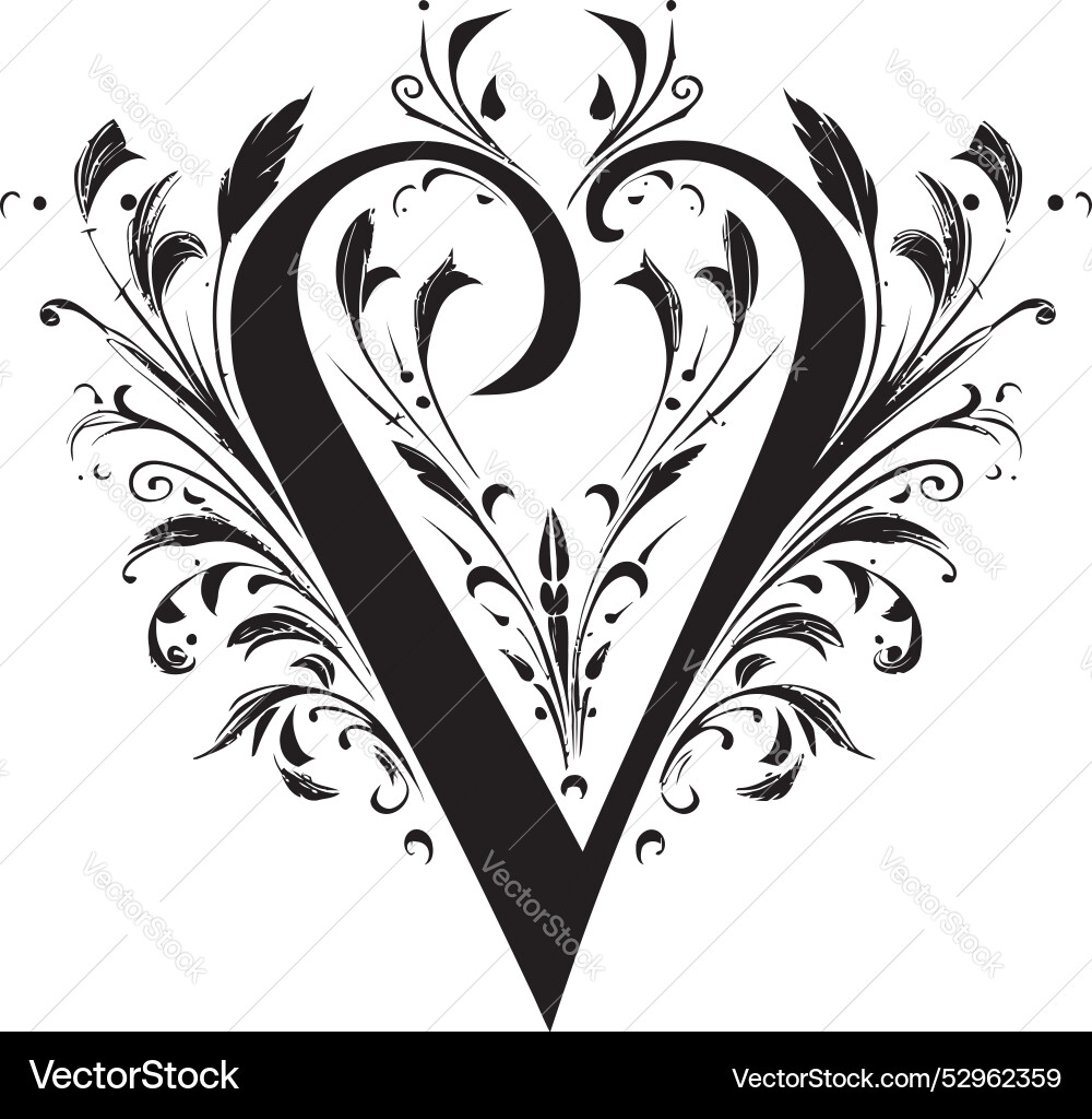 Vortex accents dynamic letter v vivid elegance Vector Image