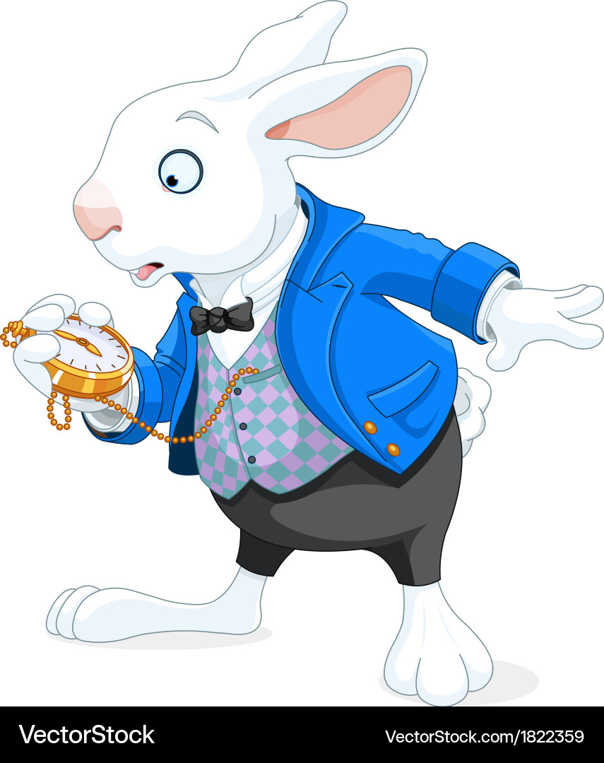 White Rabbit with Pocket Watch – Royalty-Free Vector | VectorStock