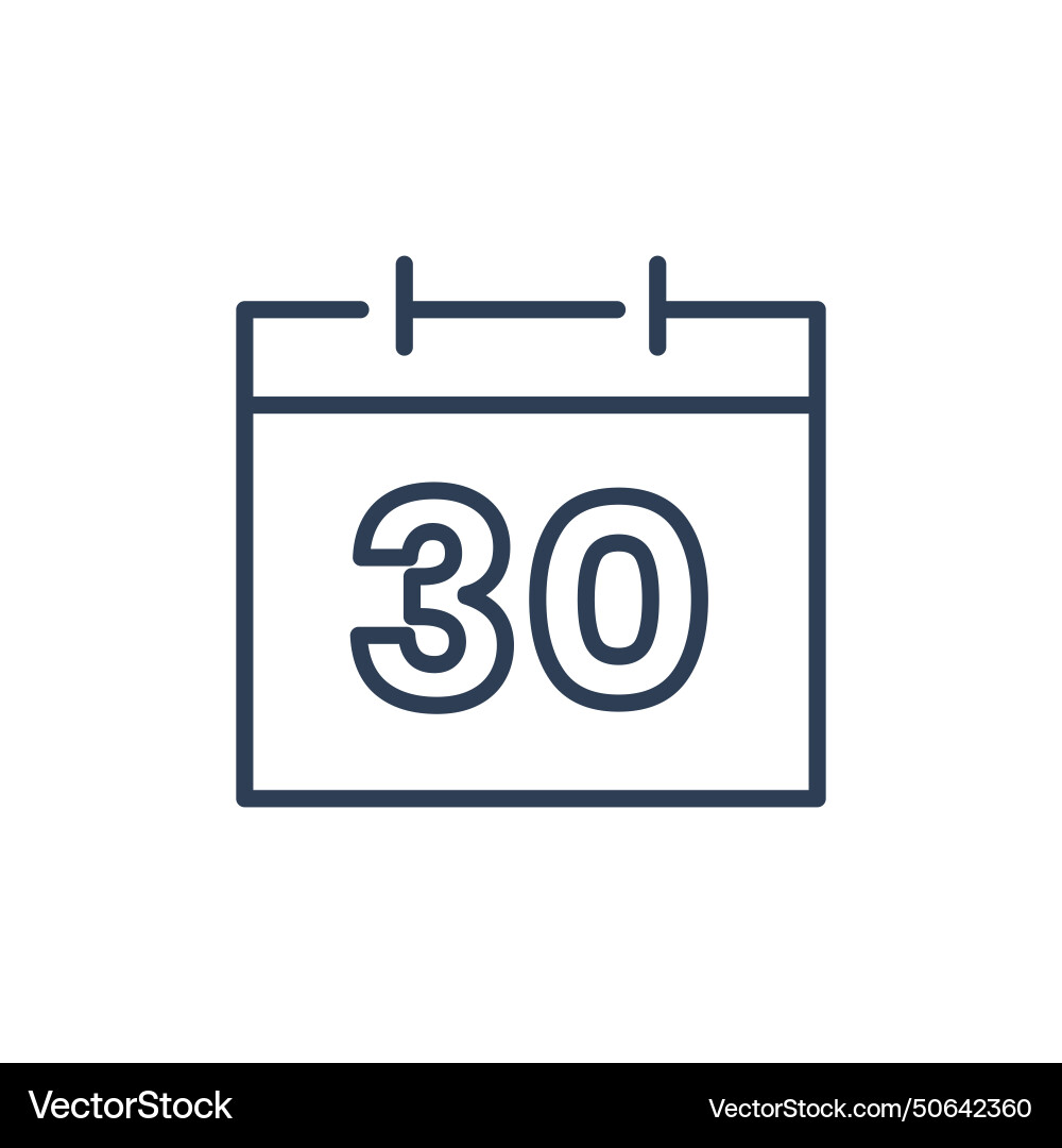 30 calendar icon date for appointment Royalty Free Vector