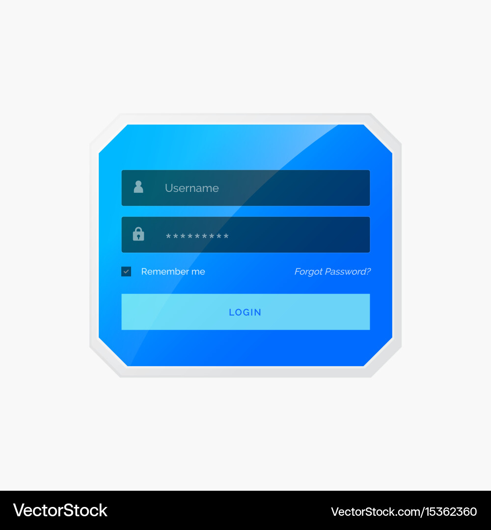 Blue login form template design in style Vector Image