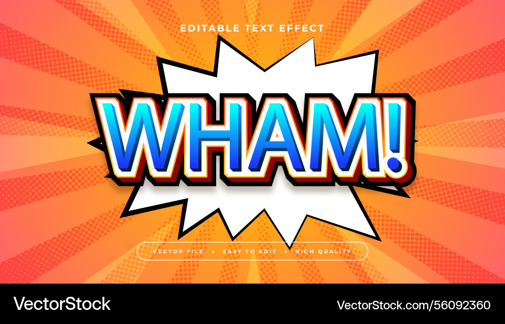 Blue orange and white wham 3d editable text Vector Image
