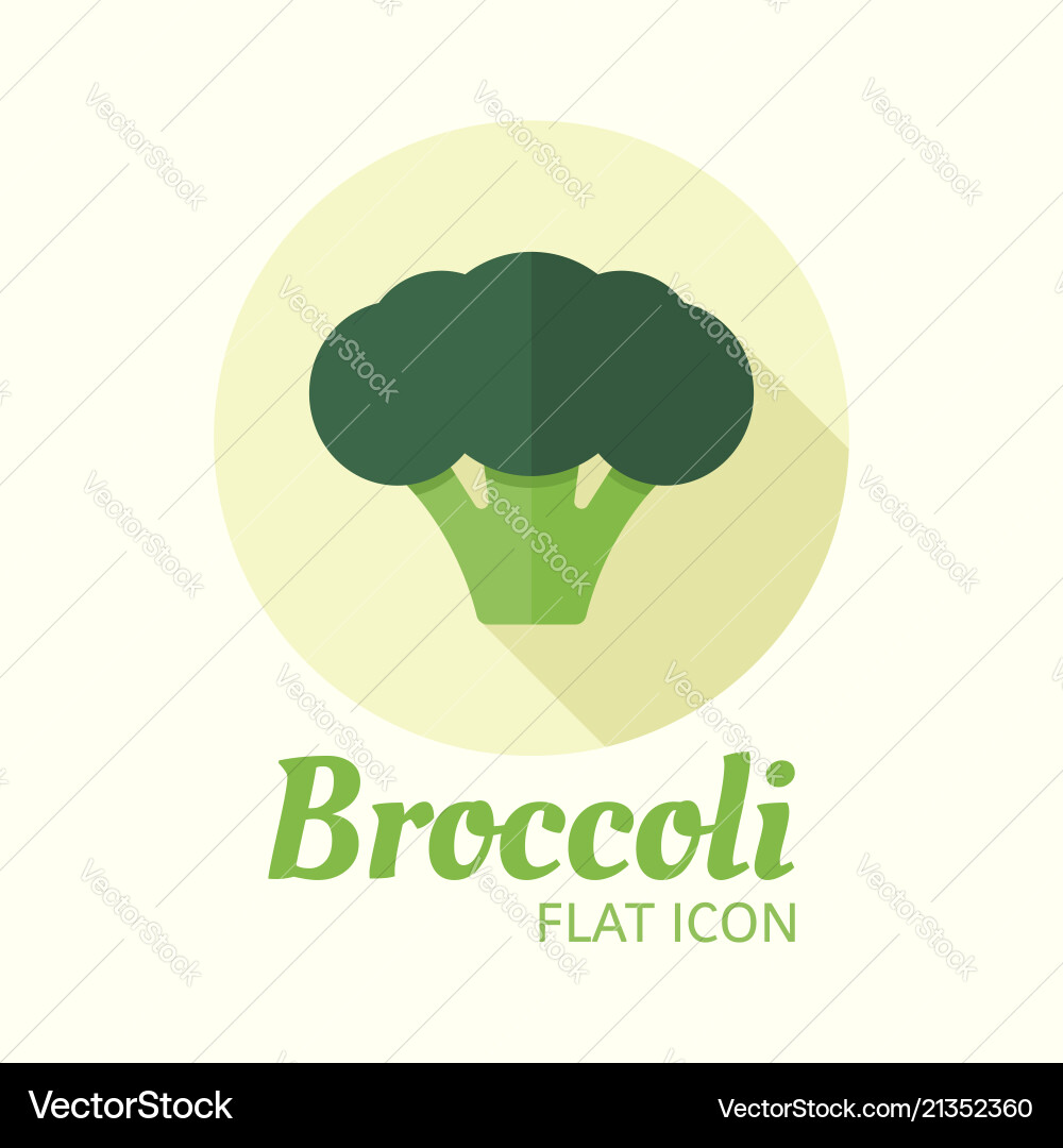 Broccoli isolated flat style round icon Royalty Free Vector