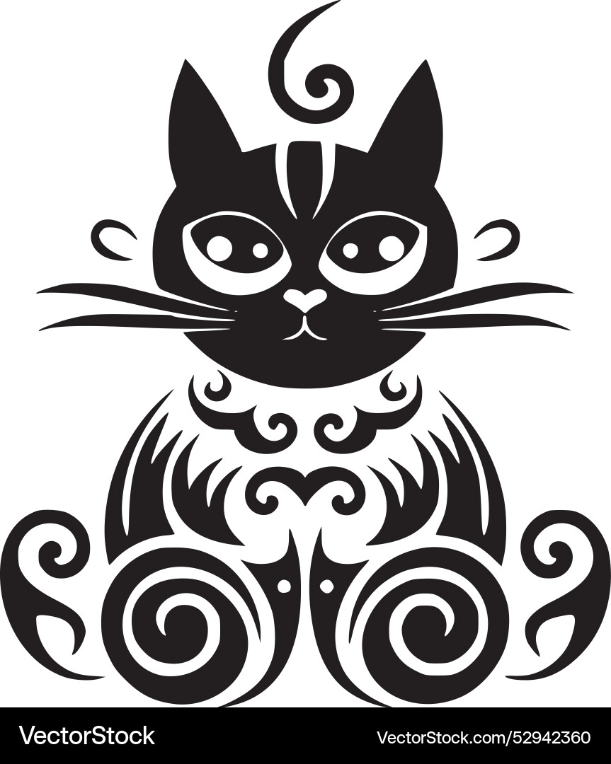 Cat - black and white Royalty Free Vector Image