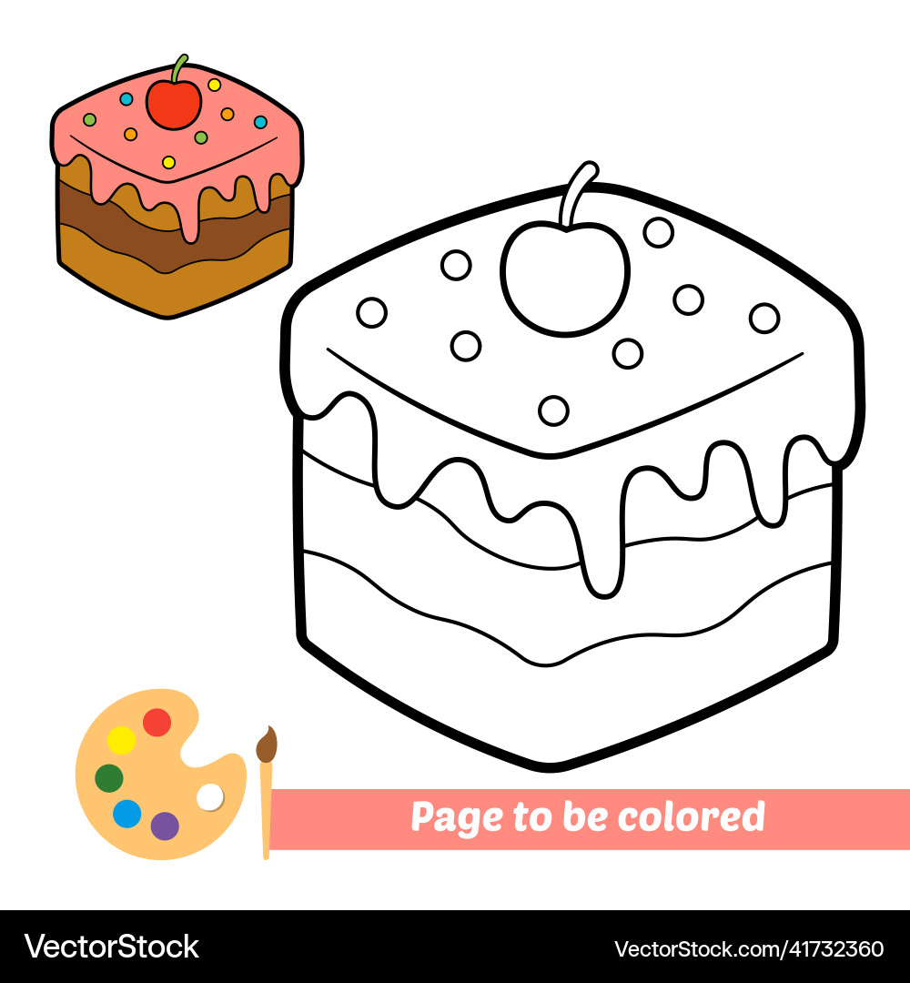 Coloring book for kids cake Royalty Free Vector Image