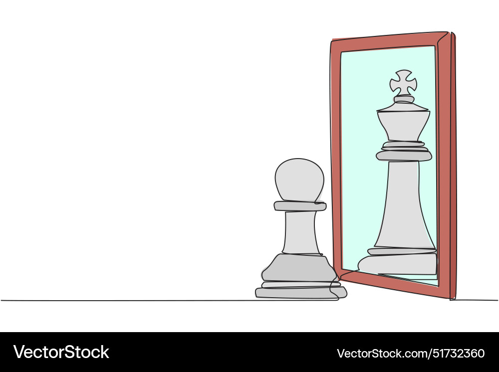 Continuous one line drawing pawn chess standing Vector Image