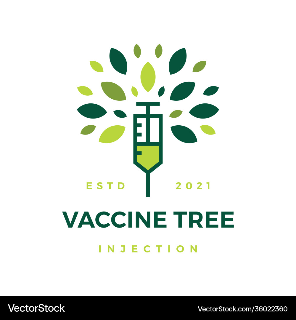 COVID-19 Vaccine Tree Logo Royalty Free Vector Image