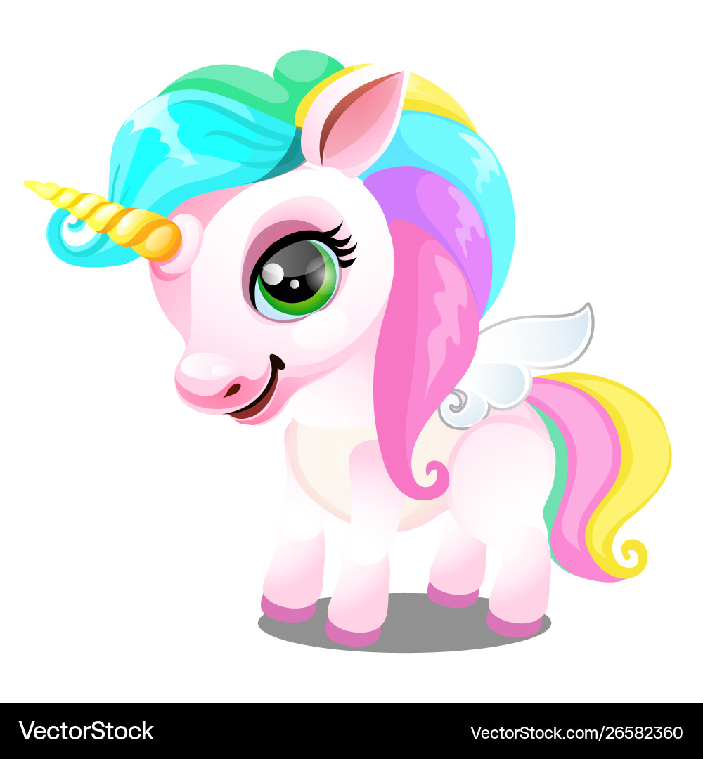 Cute unicorn pony with mane colors rainbow Vector Image