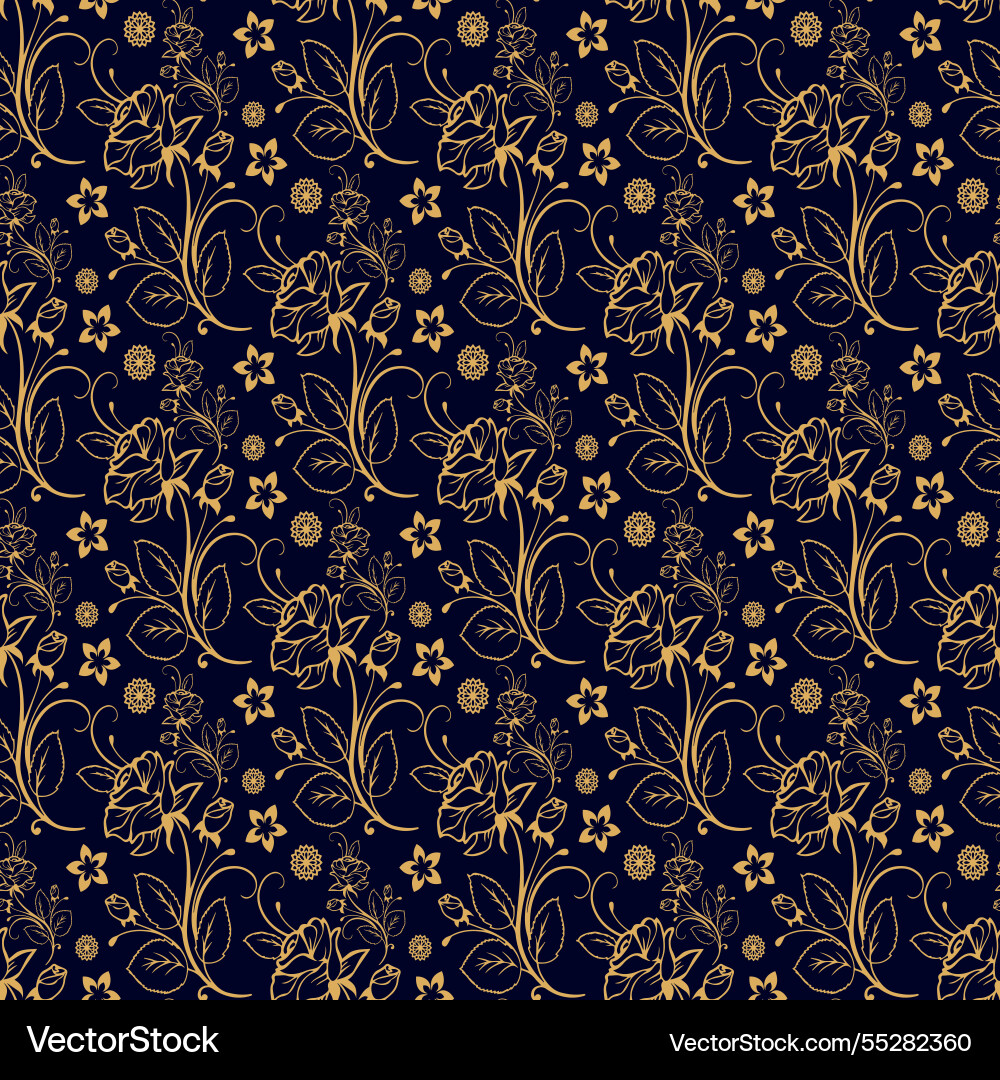 Luxe rose bloom seamless pattern background Vector Image