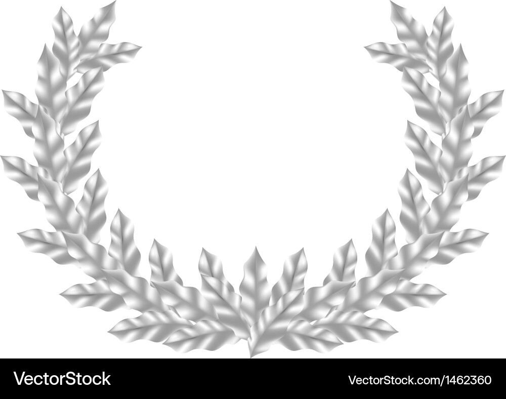 Realistic silver laurel wreath Royalty Free Vector Image