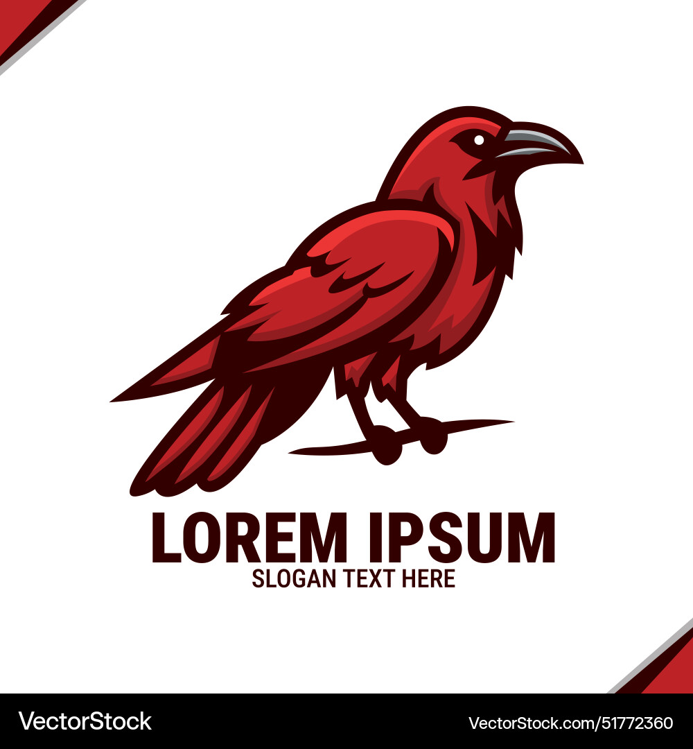 Red crows logo bird icon – Royalty-Free Vector | VectorStock