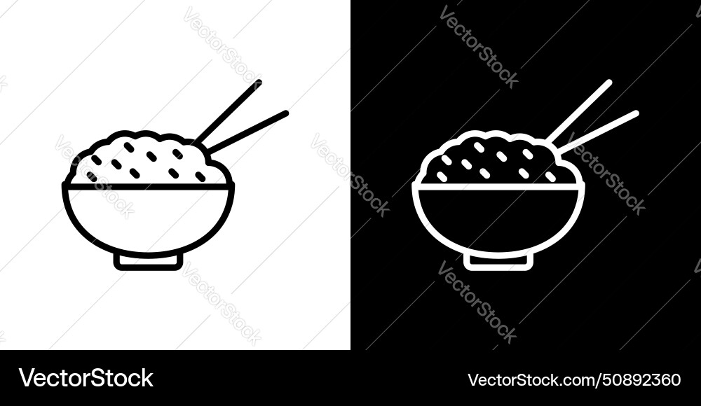 Rice bowl icon set chinese cooked Royalty Free Vector Image