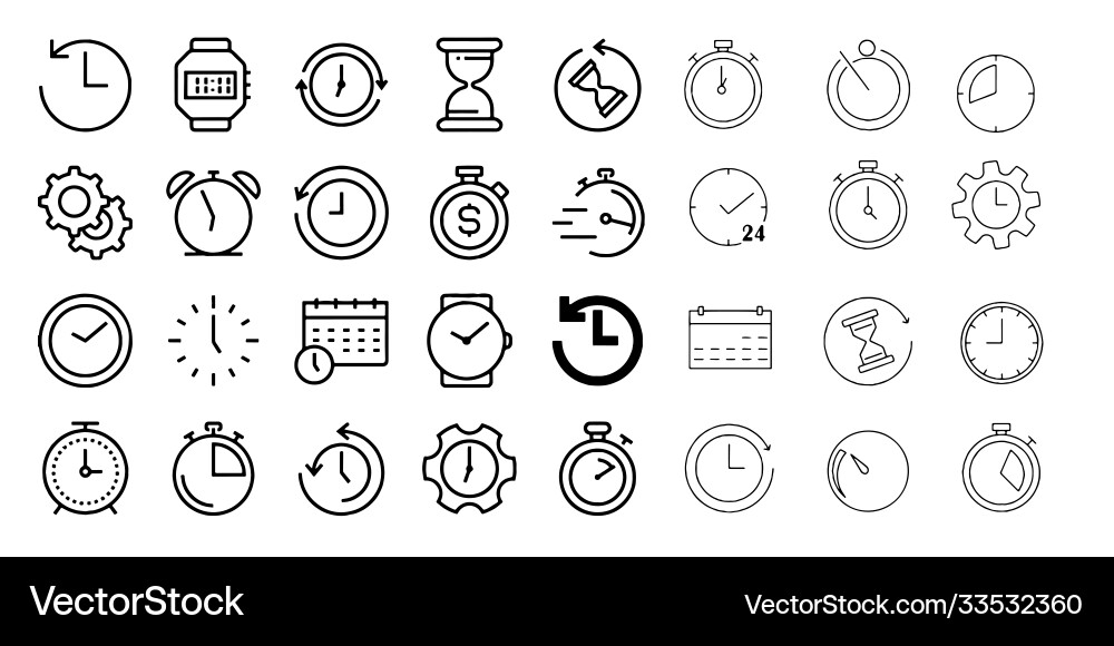 Time and clock icons Royalty Free Vector Image