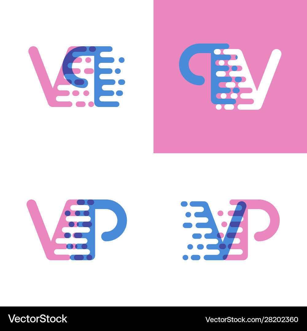 Vp letters logo with accent speed soft pink Vector Image