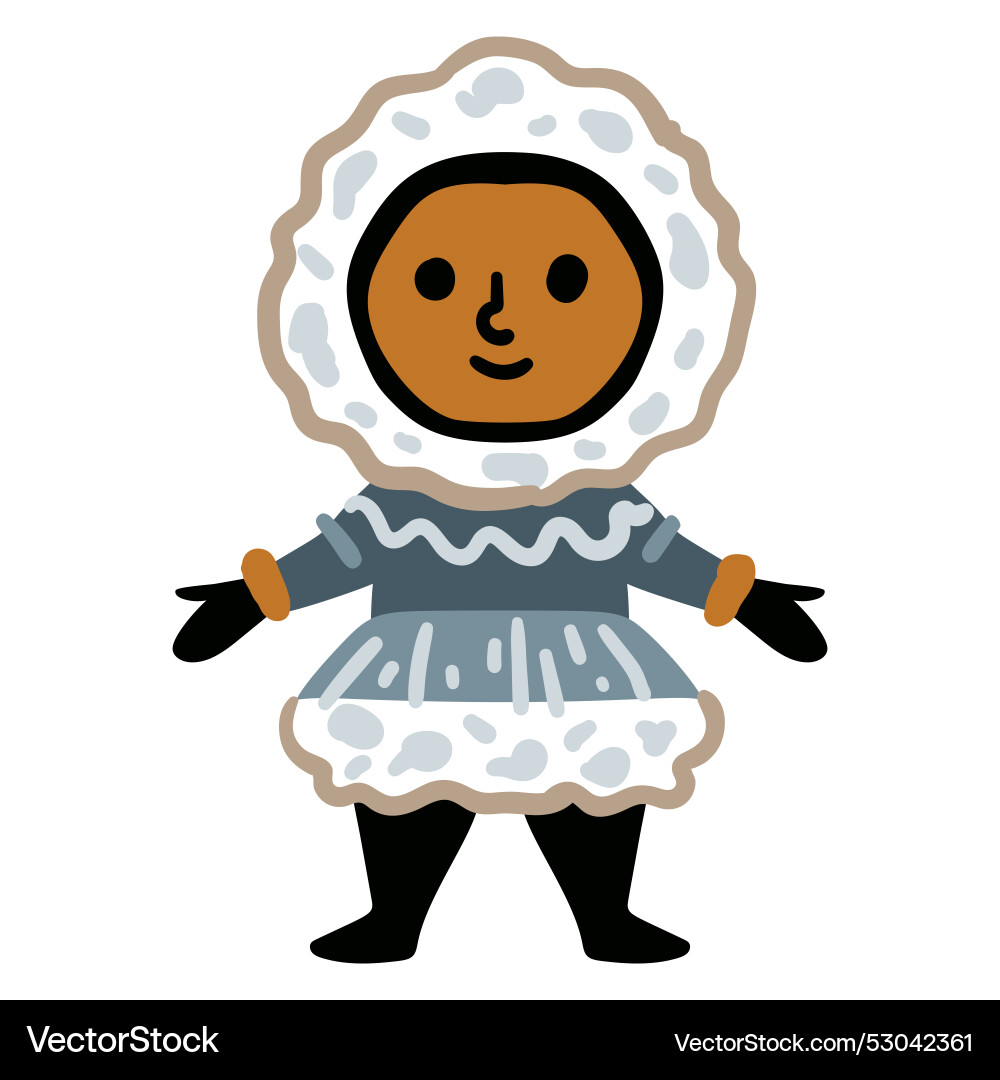 Cartoon eskimo boy isolated on a white Royalty Free Vector