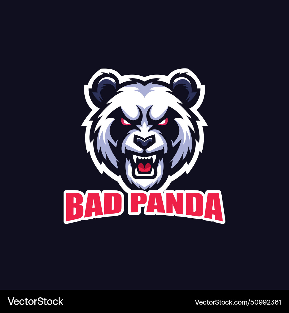Creative mascot angry panda head logo Royalty Free Vector