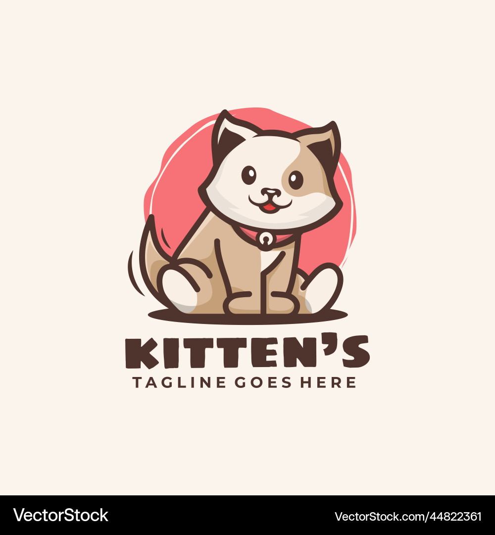 Cute cat mascot cartoon character logo Royalty Free Vector
