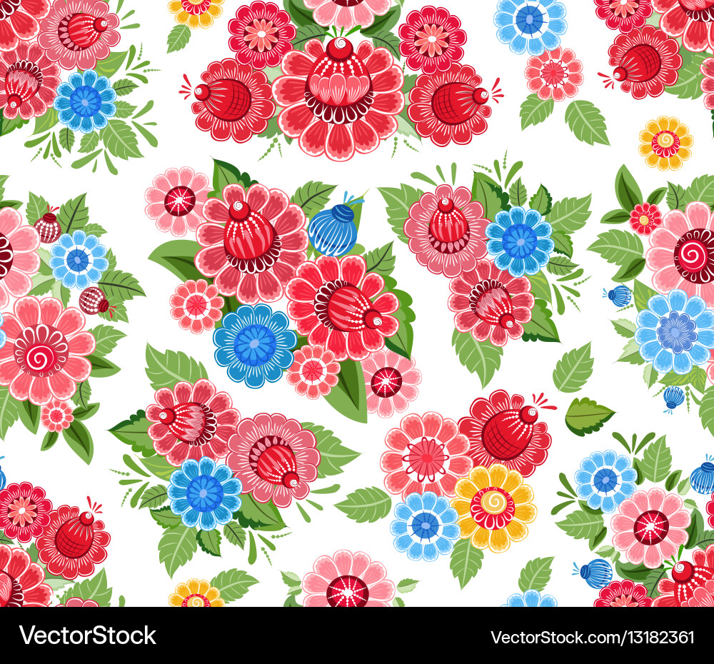 Cute seamless texture with stylized flowers Vector Image