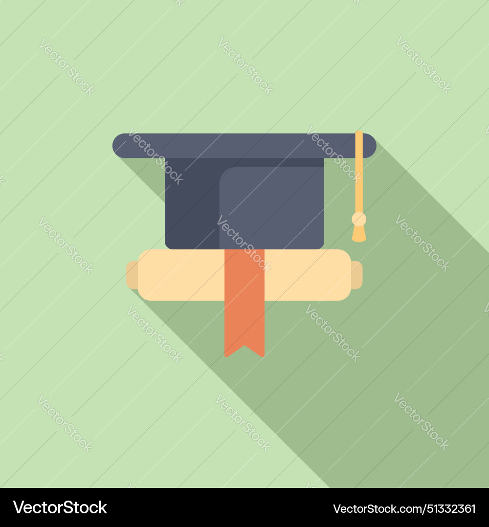 Flat design graduation cap on diploma icon Vector Image