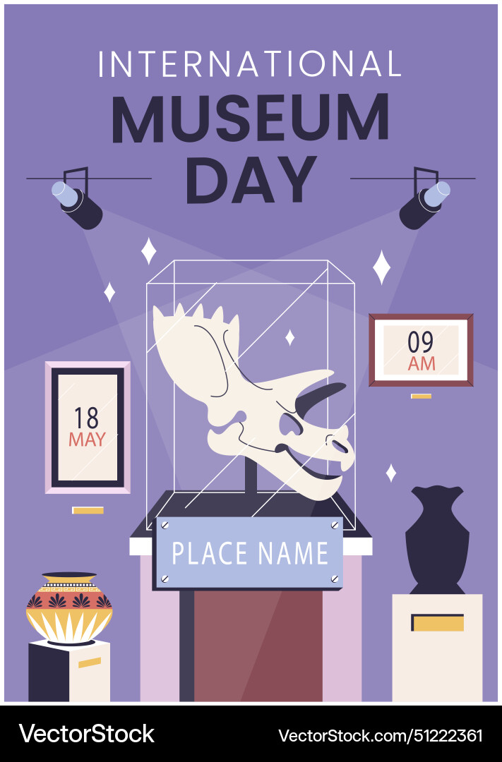 Hand drawn flat international museum day Vector Image