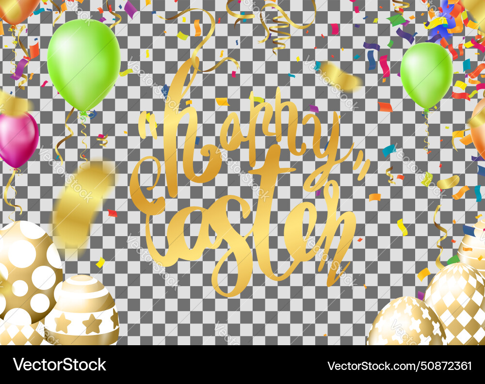 Happy easter background with eggs confetti Vector Image