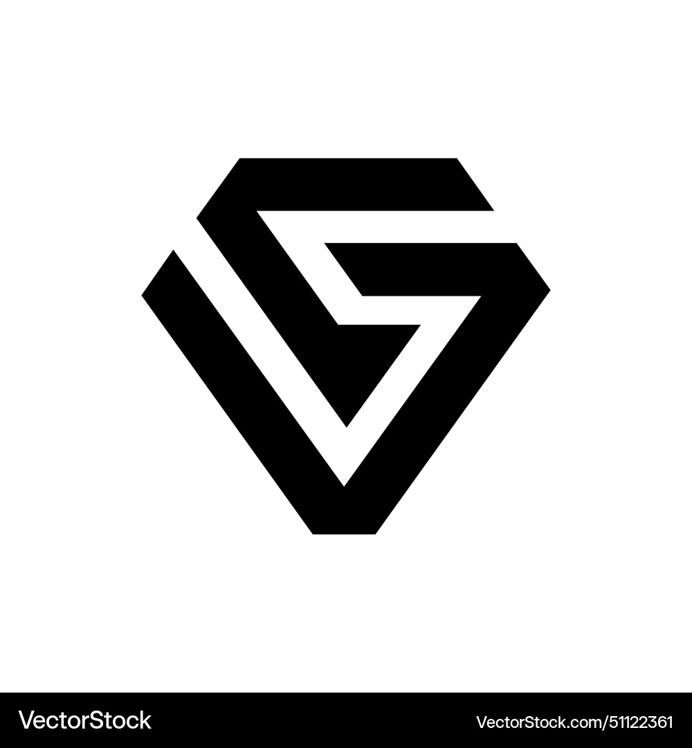Letter cv or vc diamond shape modern abstract Vector Image