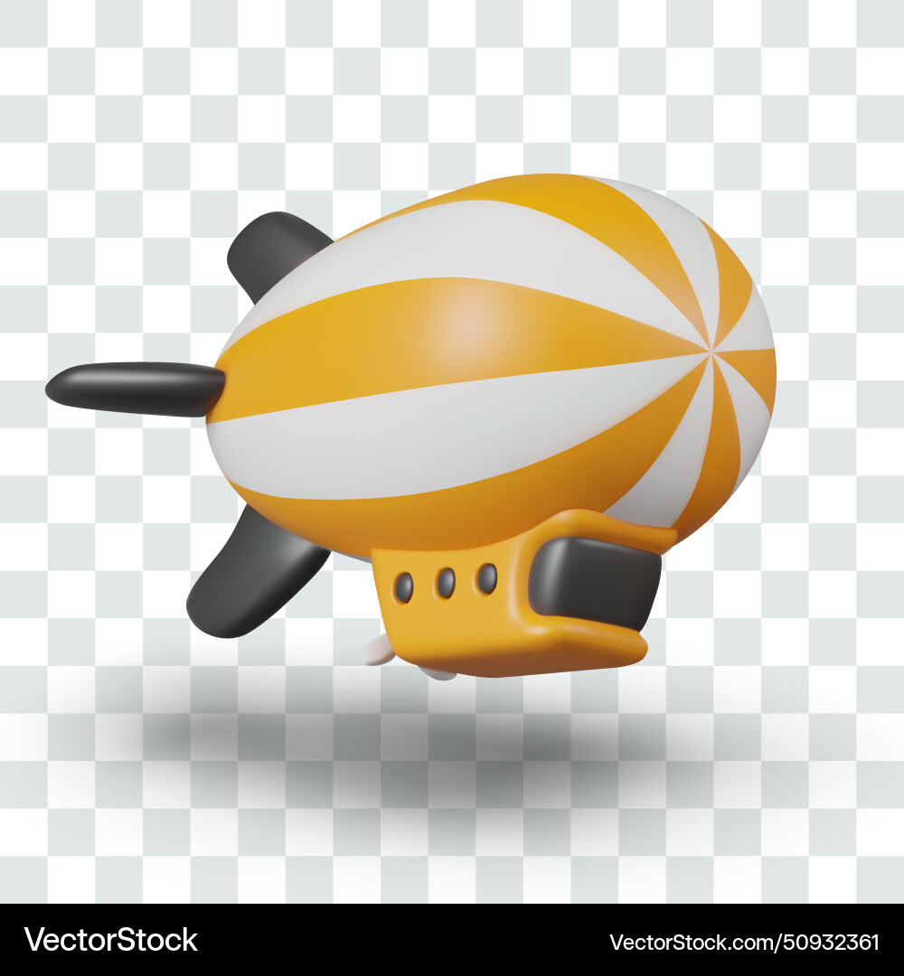 Realistic airship with shadow striped yellow Vector Image
