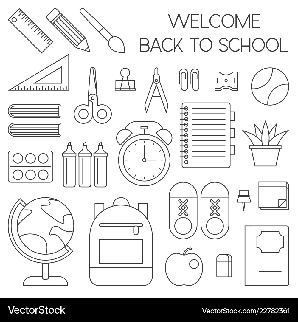 School supplies outline icon back to theme Vector Image