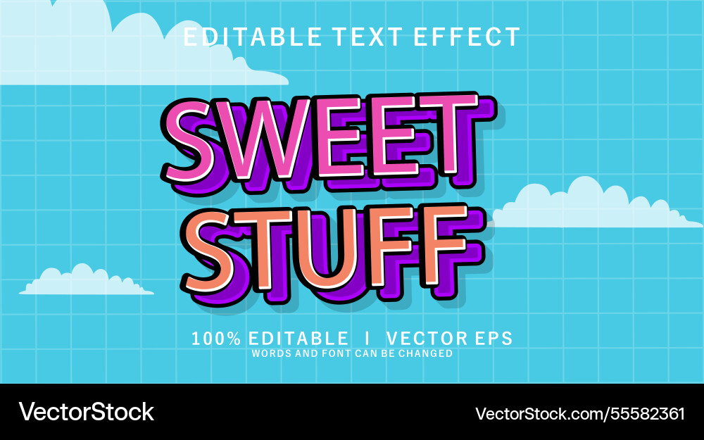 Sweet stuff text effect with modern style design Vector Image