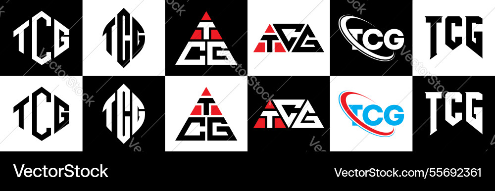Tcg letter logo design in six style polygon Vector Image